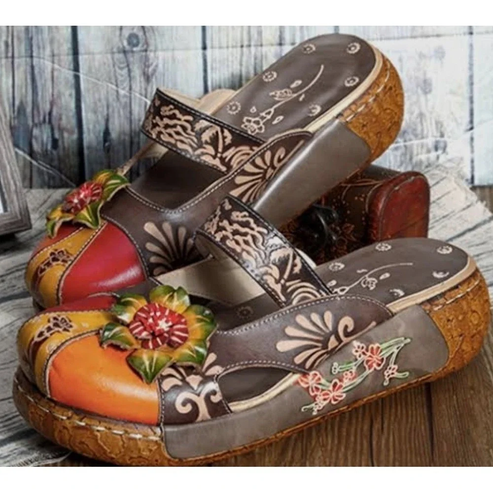 The Unbranded Brand | Shoes | Women Floral Print Hollow Wedge Sandal ...